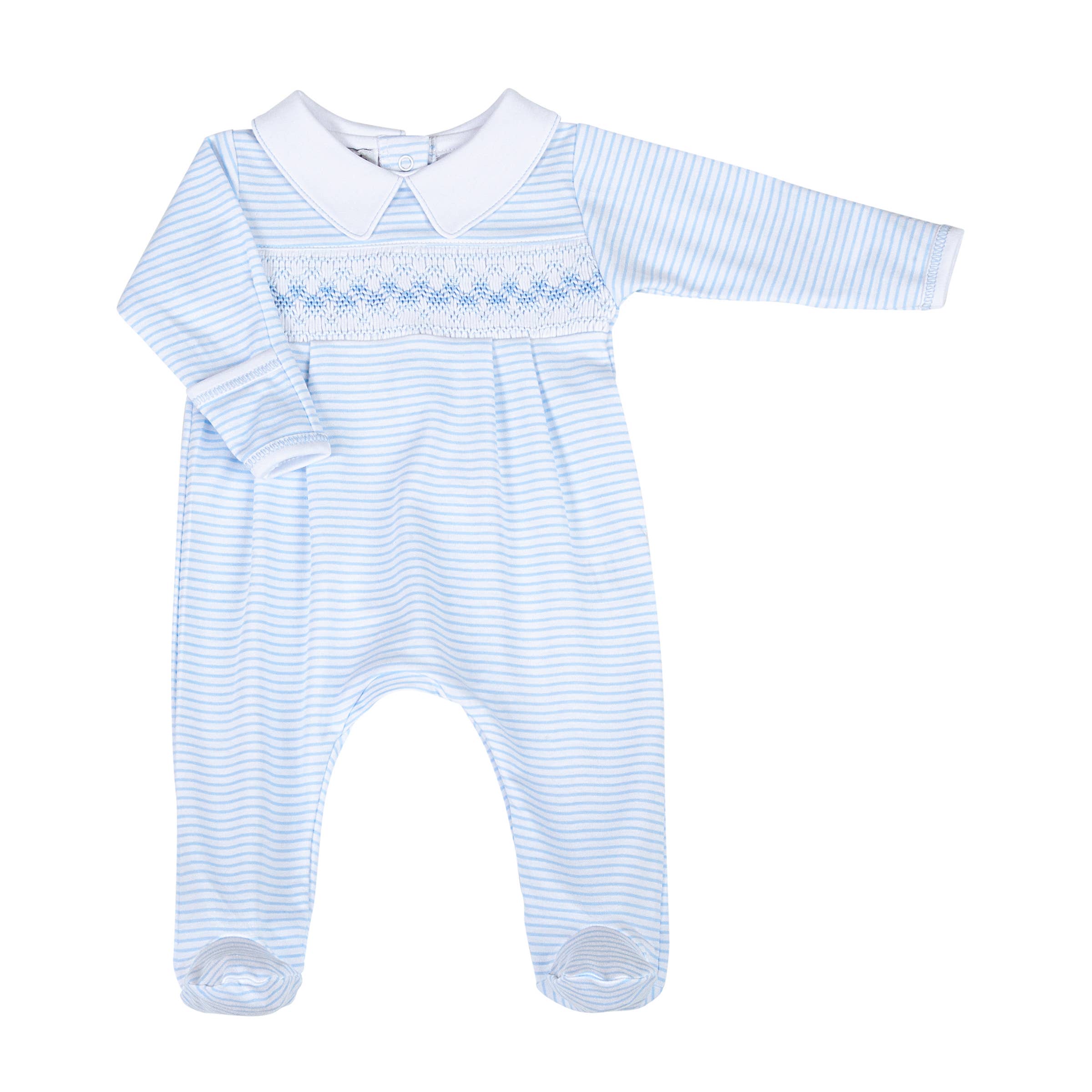 Lilly and Logan Blue Smocked Collared Boy Footie – Southern Stork Baby ...